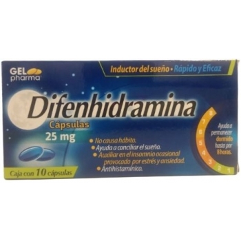 DIFENHIDRAMINA (DIFENHIDRAMINA) 25MG 10 CAPSULAS - Farmacia Del Niño ...