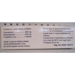 CARBAFEN (PARACETAMOL/METOCARBAMOL) 350/400MG 30TAB - MEXIPHARMACY ...